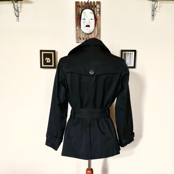 Black Rivet | Jackets & Coats | Black Rivet Belted Black Rain Trench ...